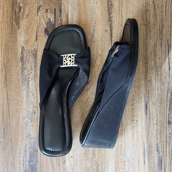 Brighton | Shoes | Brighton Isabel Opentoe Black Slideon Wedge Sandals ...